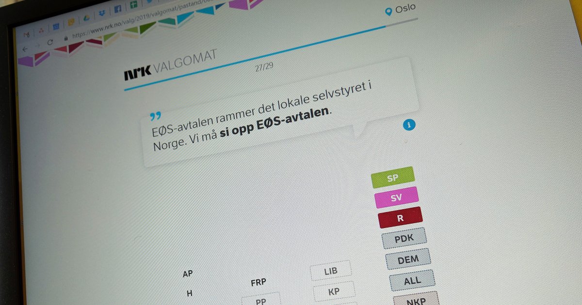 NRK-valgomat med EØS-spørsmål - Nei til EU